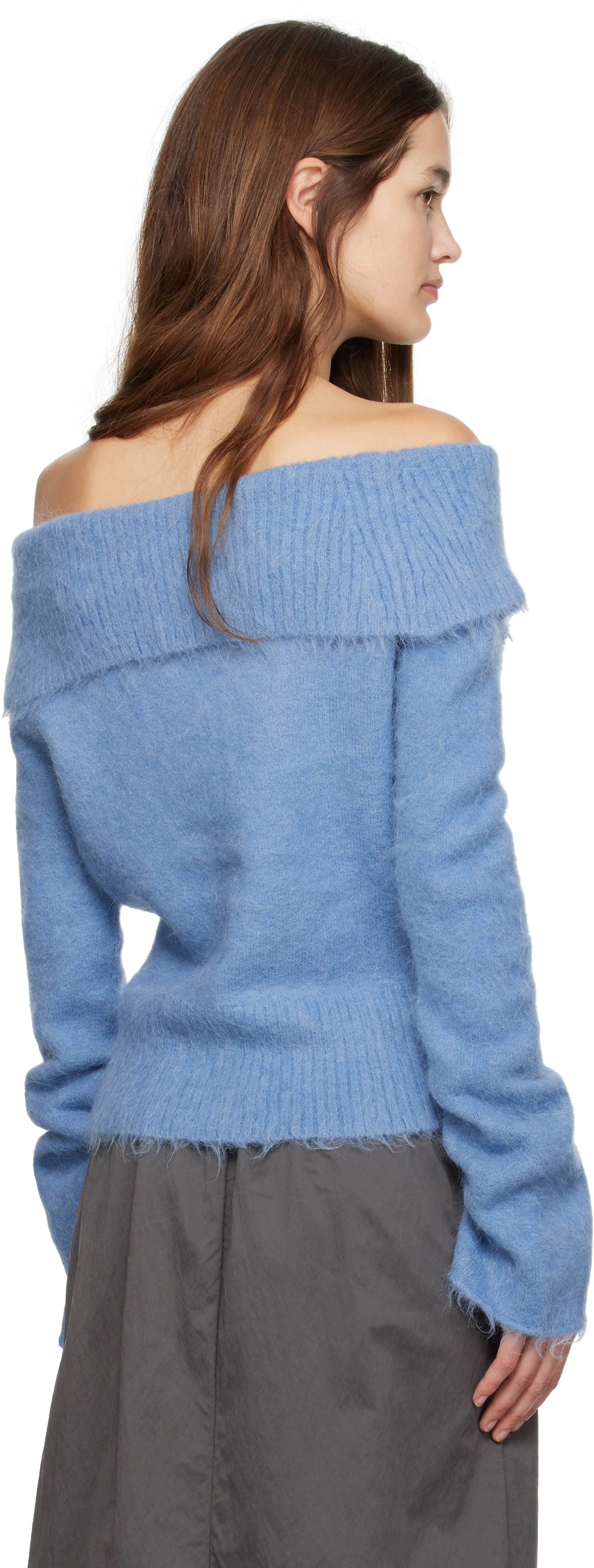 Holzweiler Blue Off Shoulder Cardigan Holzweiler