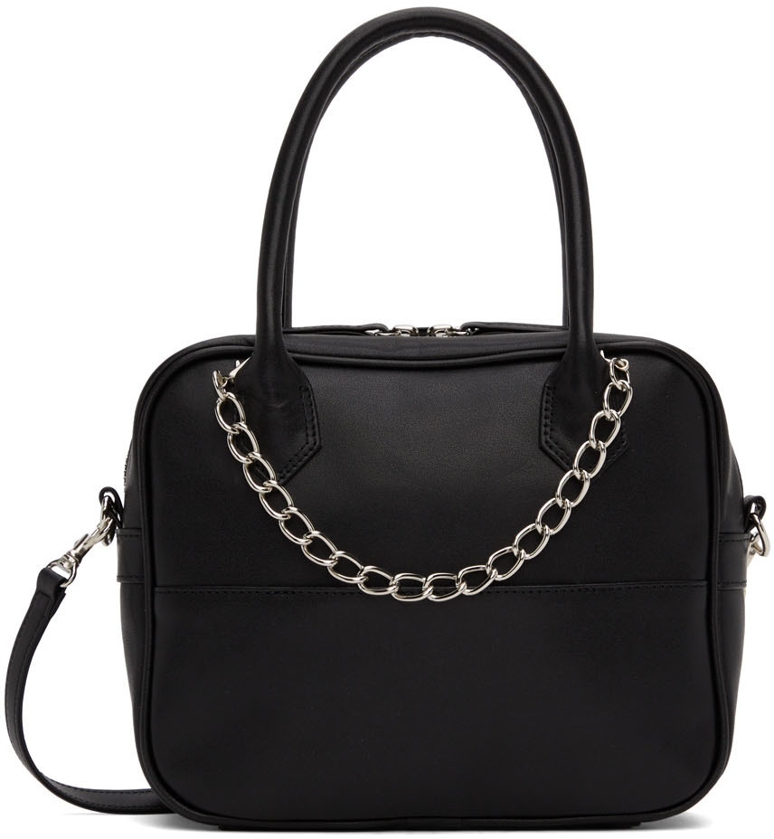 Y's Black Leather Top Handle Bag Ys