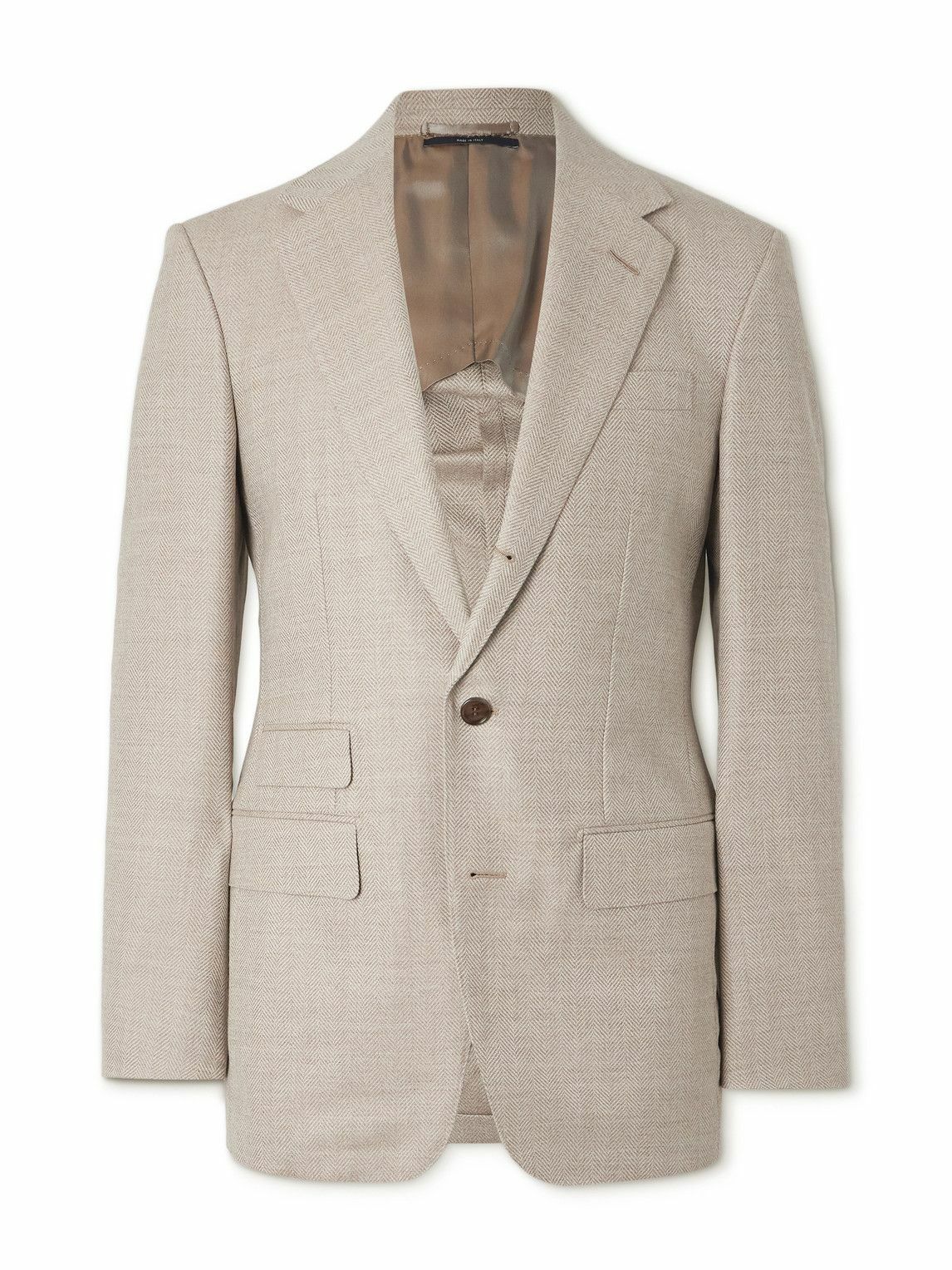 Dunhill - Bourdon Herringbone Wool-Flannel Blazer - Natural Dunhill