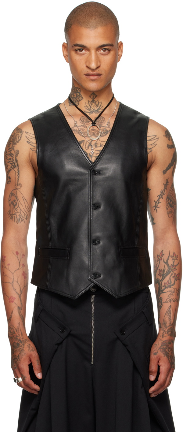 LU'U DAN Black Tailored Leather Vest LU'U DAN