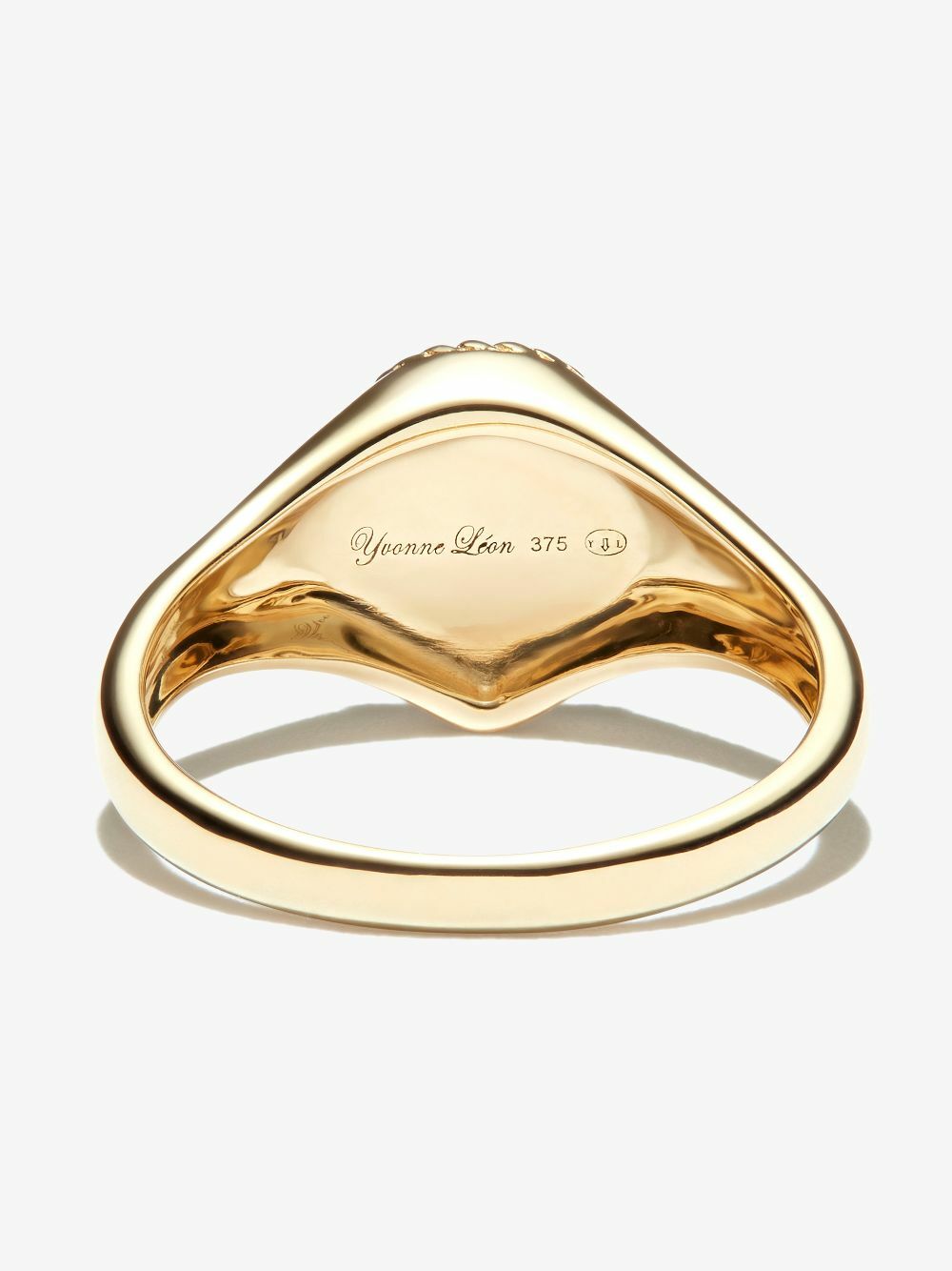 Yvonne Léon 9K Yellow Gold Malachite Diamond Mini Signet Ring Yvonne Leon