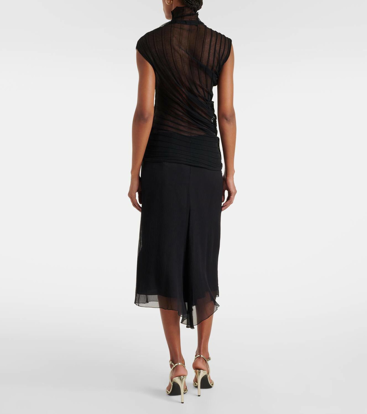 Victoria Beckham Asymmetric draped cotton-blend top Victoria Beckham