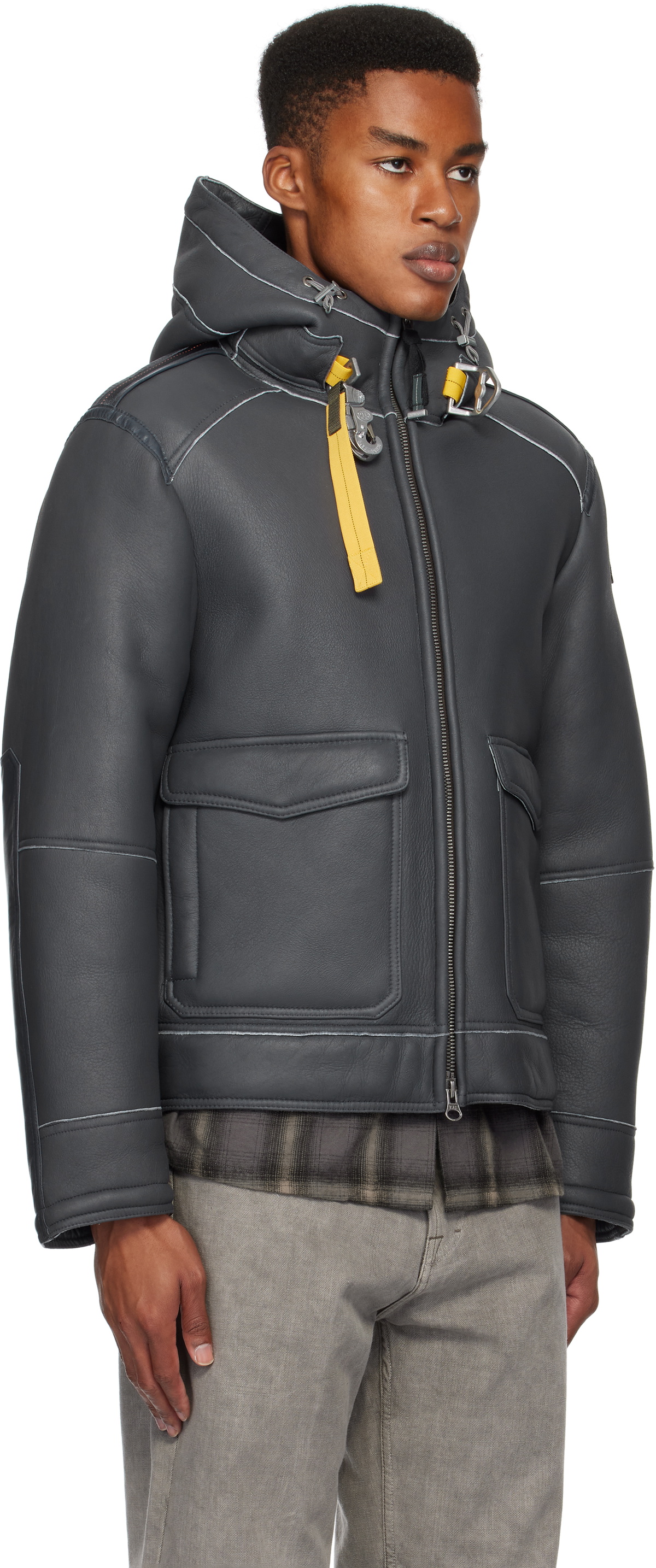 Parajumpers Black Elton Special Leather Jacket Parajumpers