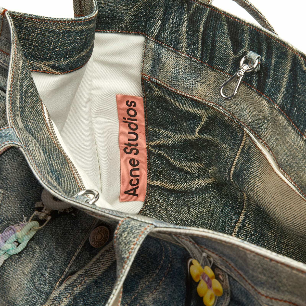 Acne Studios Women's Logo Shopper with Kawaii Chains in Mid Blue Acne ...