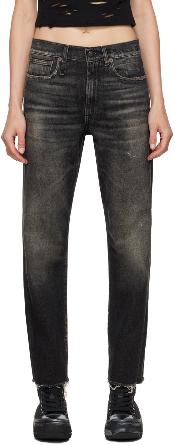 R13 Black Stretch Boyfriend Jeans R13