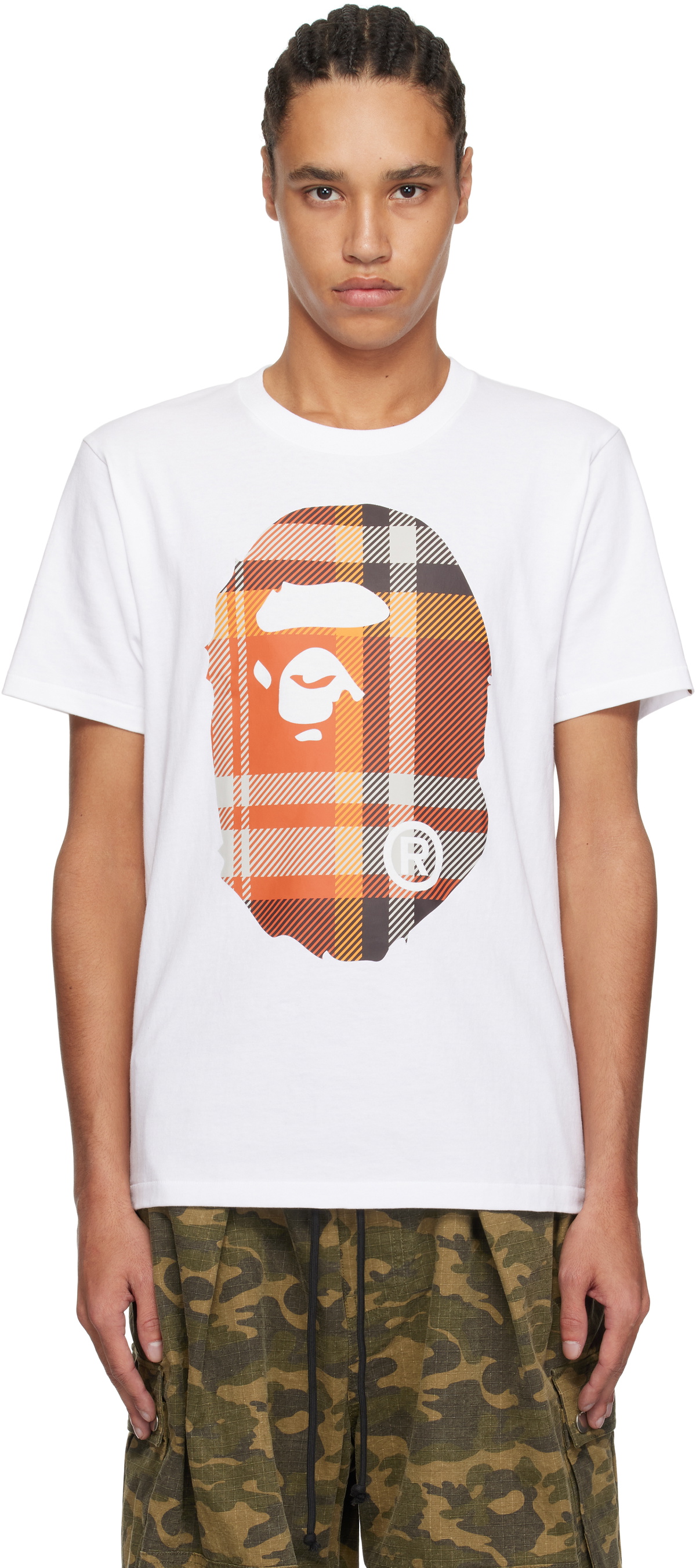 BAPE White Bape Check Big Ape Head T-shirt A Bathing Ape