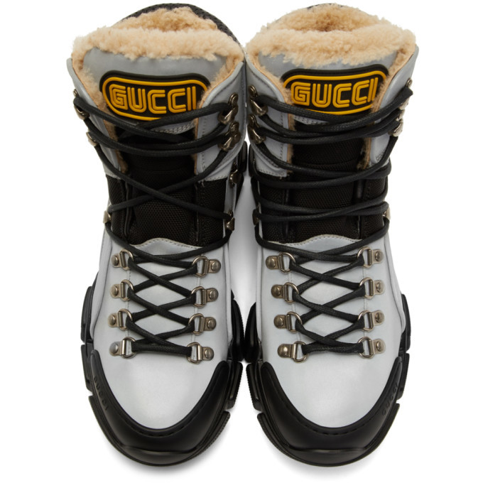 Gucci Grey Reflective Flashtrek High-Top Sneakers Gucci