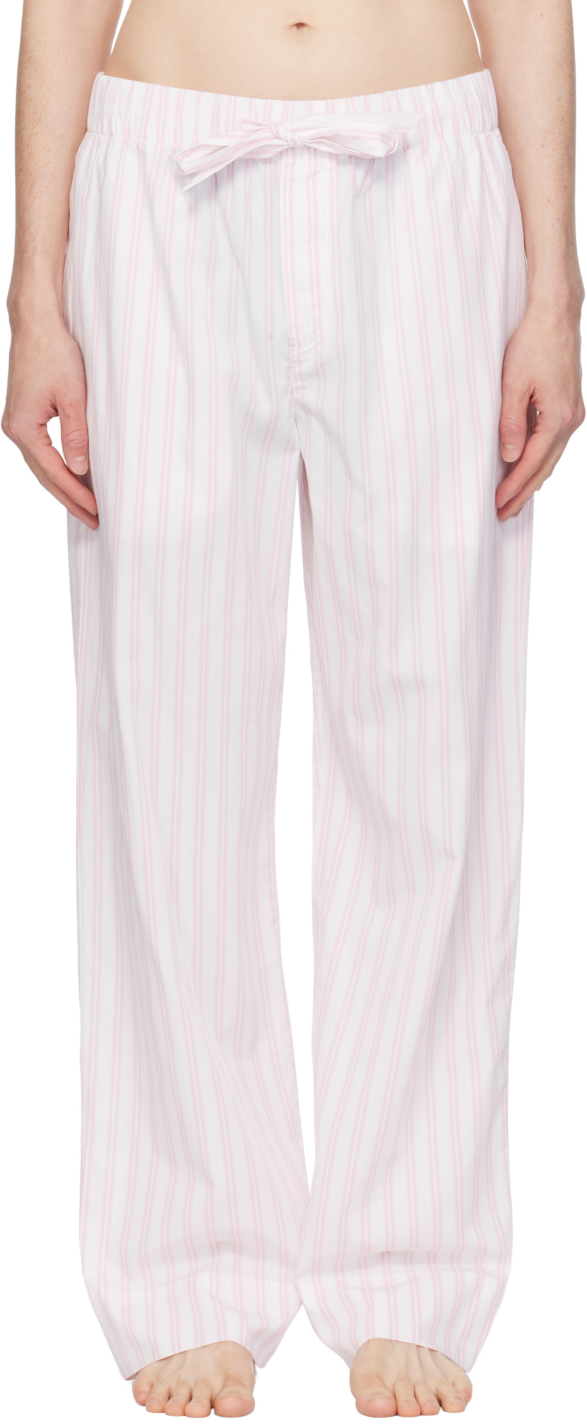 Tekla White & Pink Poplin Pyjama Pants Tekla Fabrics