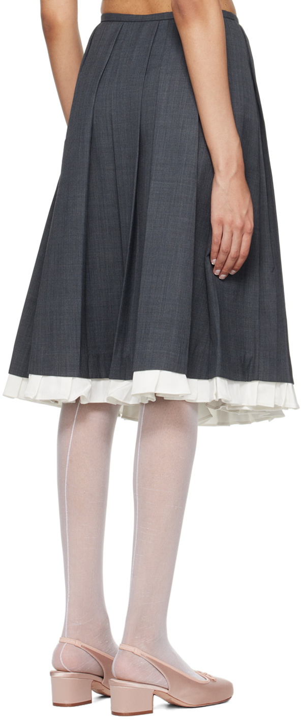 SHUSHU/TONG Gray Ruffled Pleat Midi Skirt Shushu/Tong