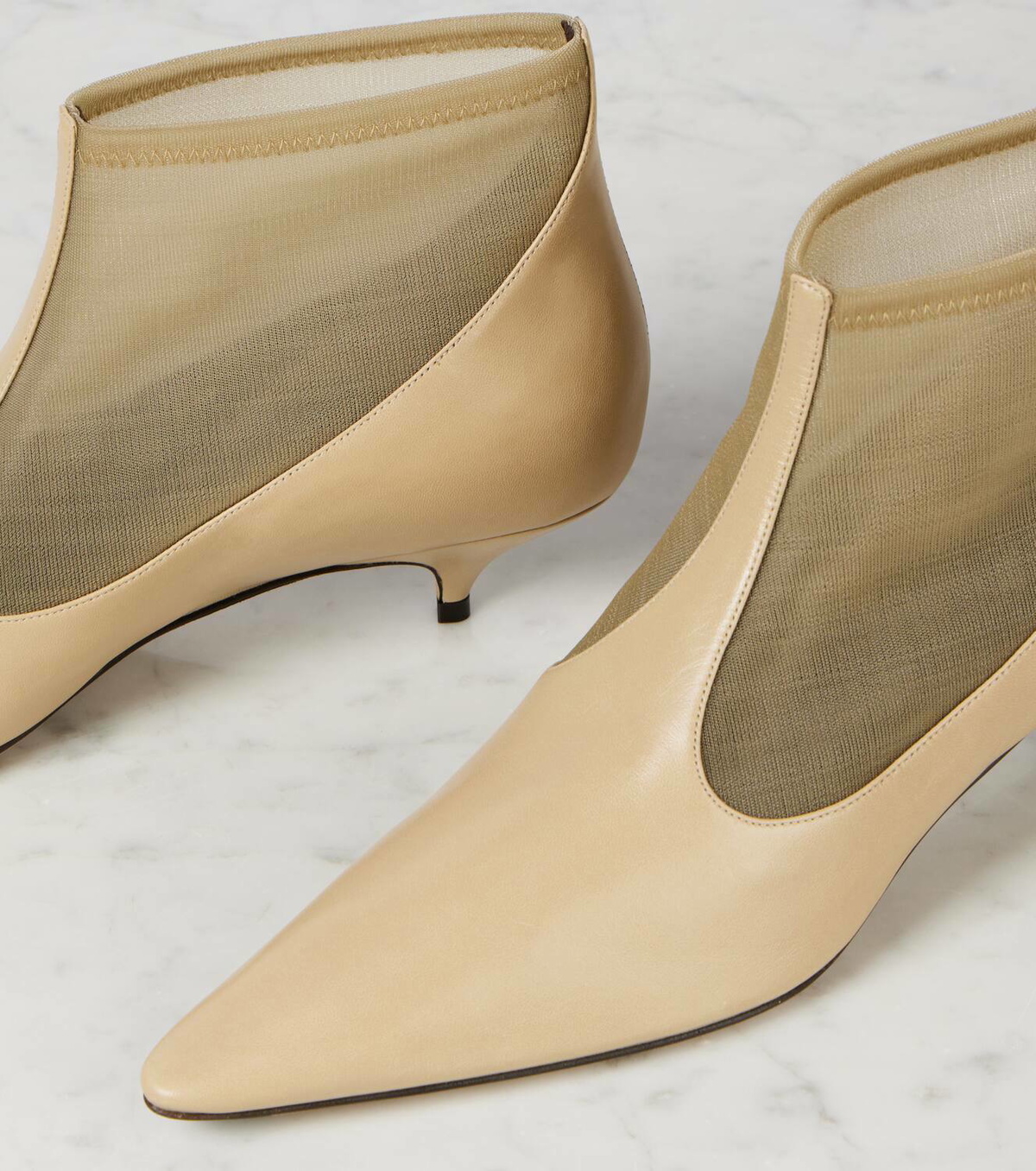 The Row Leather and mesh ankle boots The Row