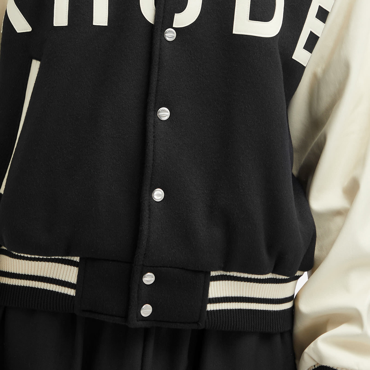 Rhude Men's Collegiate Varsity Jacket in Black/Cream Rhude