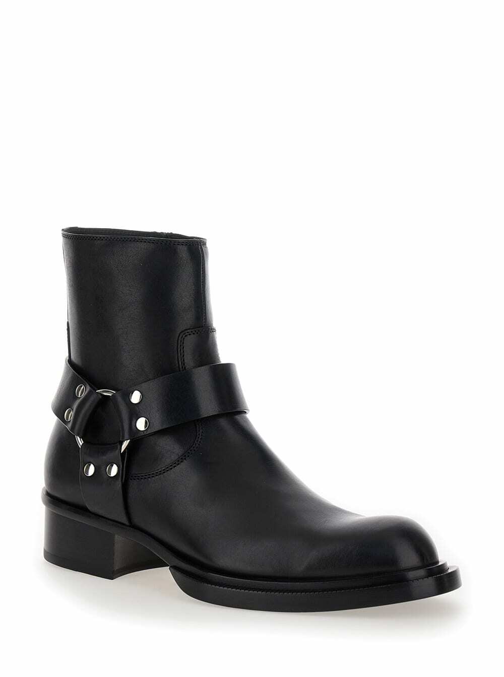 Alexander McQueen Black Ankle Boots With Harness Detail In Leather Man ...