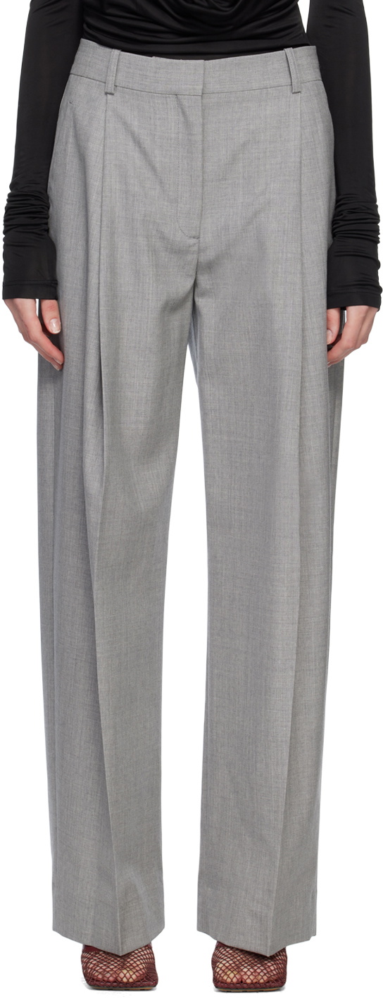 Victoria Beckham Gray Pleated Trousers Victoria Beckham
