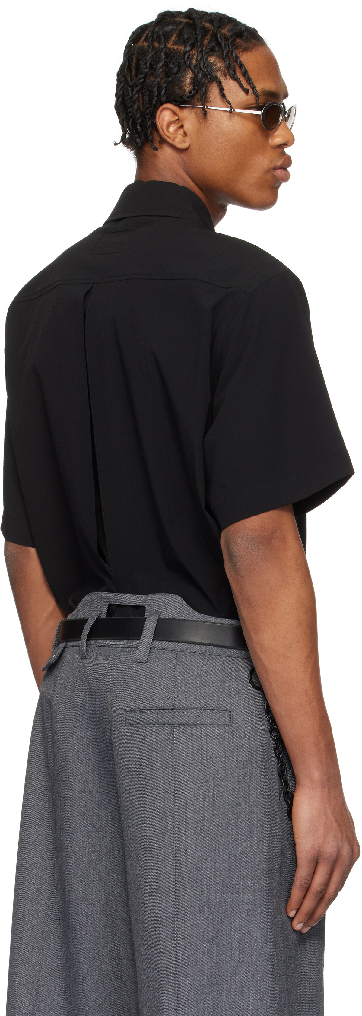 NULLUS Black Seersucker Polo NULLUS