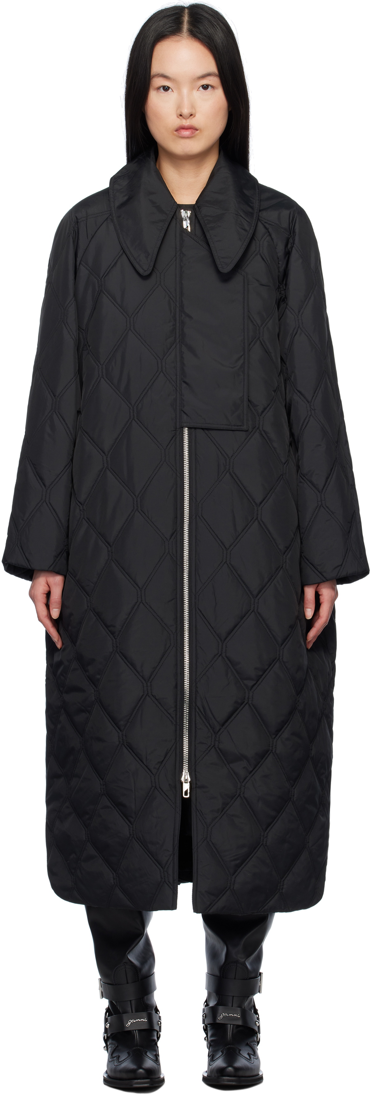 GANNI Black Ripstop Quilt Coat GANNI