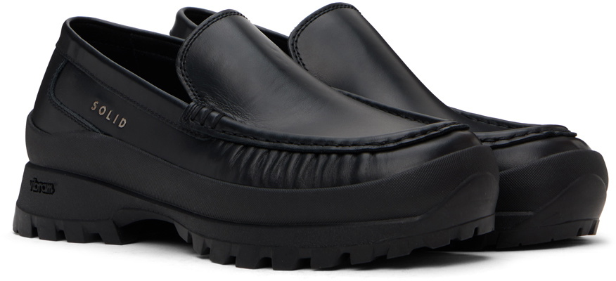 Solid Homme Black Leather Loafers Solid Homme