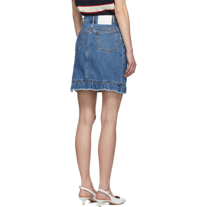 MSGM Blue Denim Ruffled Miniskirt MSGM