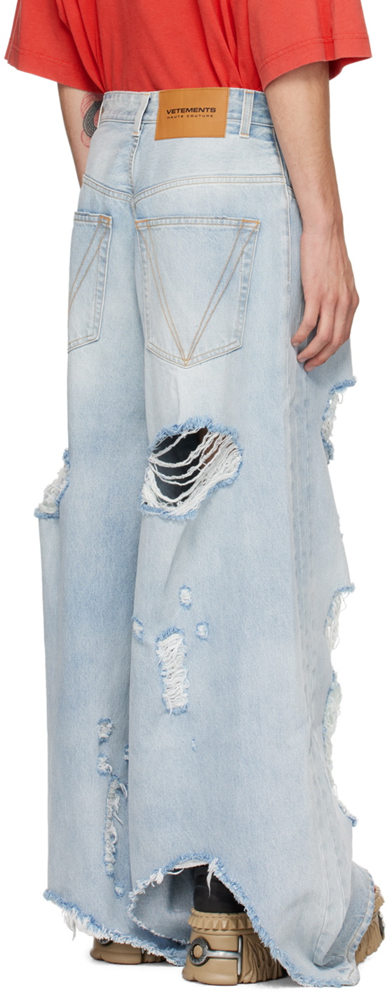 VETEMENTS Blue Ripped Big Shape Jeans Vetements