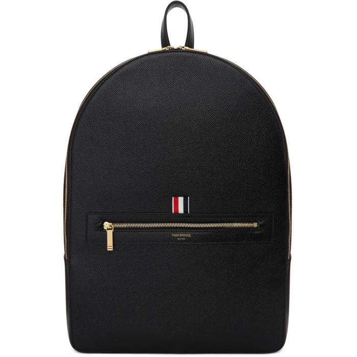 Thom Browne Black Leather Backpack Thom Browne