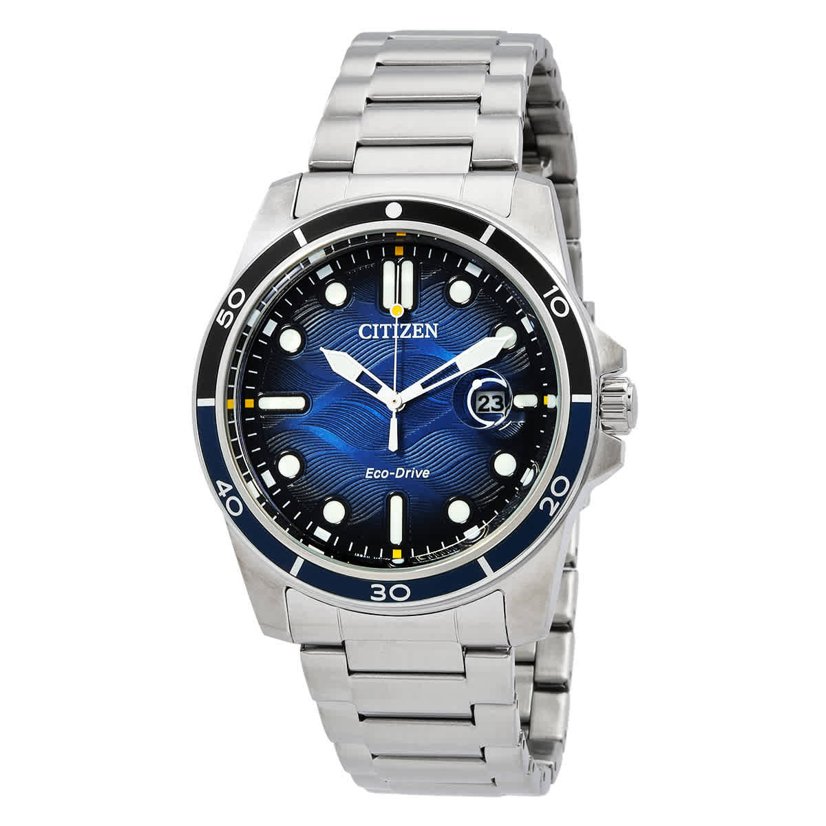 Citizen Marine 1810 Eco-Drive Blue Dial Mens Watch AW1810-85L Citizen