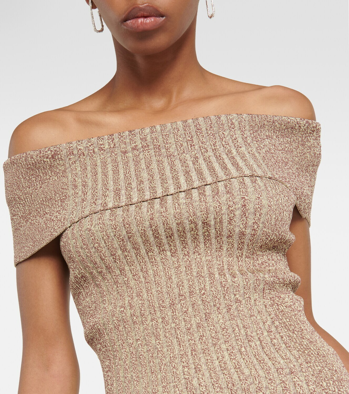 Ganni Ribbed-knit off-shoulder top GANNI