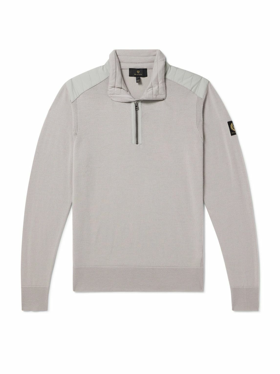 Belstaff - Kilmington Shell-Trimmed Wool Half-Zip Sweater - Gray Belstaff
