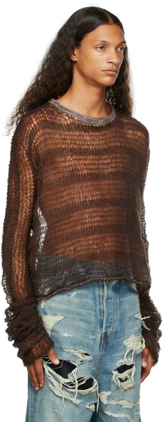 Vitelli SSENSE Exclusive Brown Netted Explode Sweater Vitelli