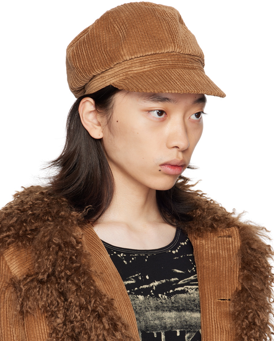 Anna Sui SSENSE Exclusive Brown Corduroy Cap Anna Sui