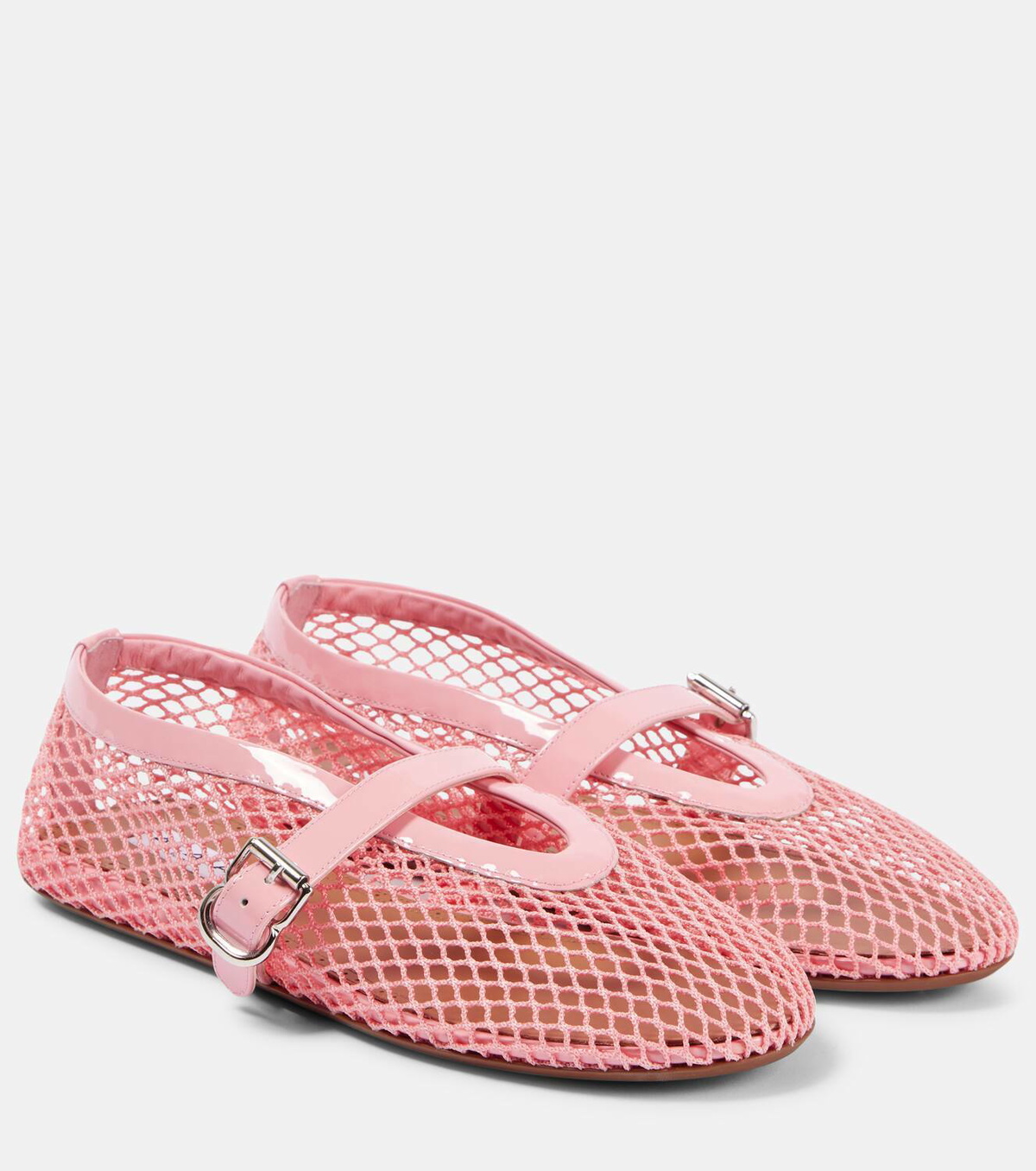 Alaïa Patent leather-trimmed mesh flats ALAÏA