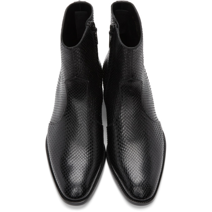 Saint Laurent Black Python Wyatt Zip Chelsea Boots Saint Laurent