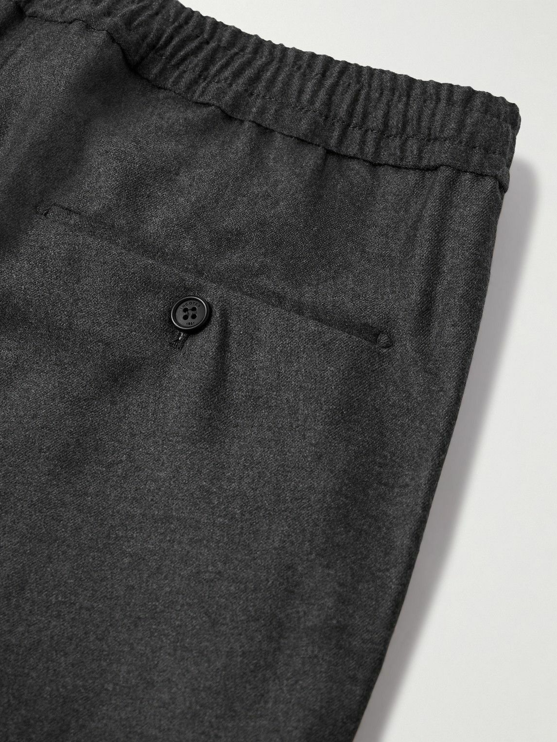 Incotex - Venezia 1951 Tapered Pleated Brushed Virgin Wool-Twill Drawstring Trousers - Gray Incotex