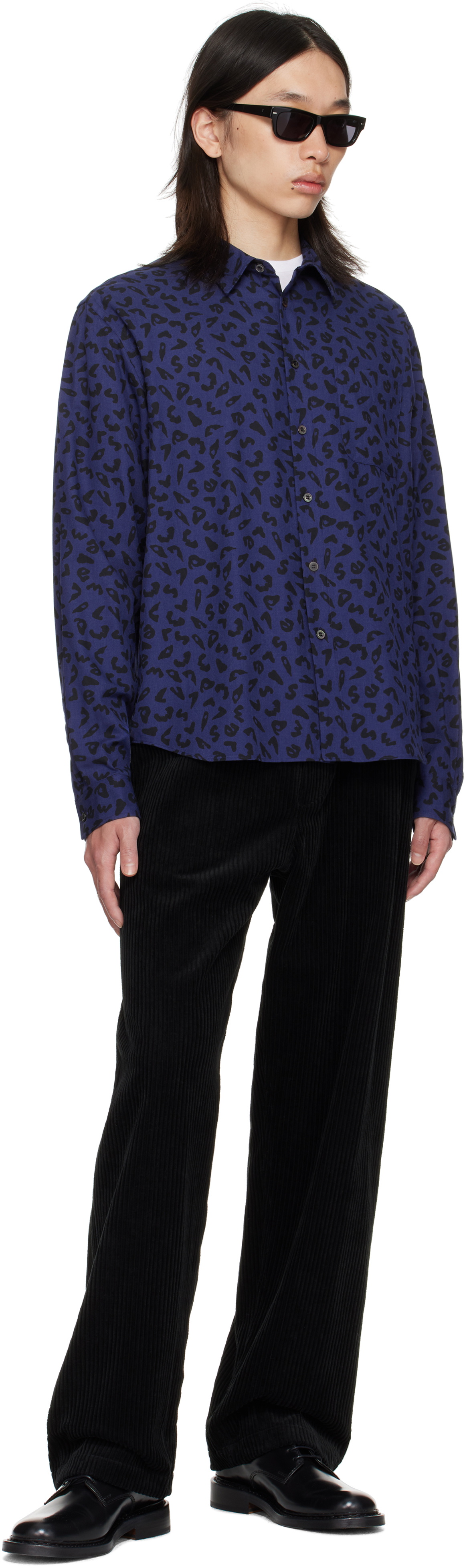 vowels Navy Leopard Shirt
