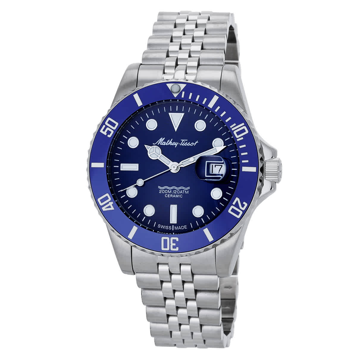 Mathey-Tissot Mathy Ceramic Quartz Blue Dial Mens Watch H901CRABU ...
