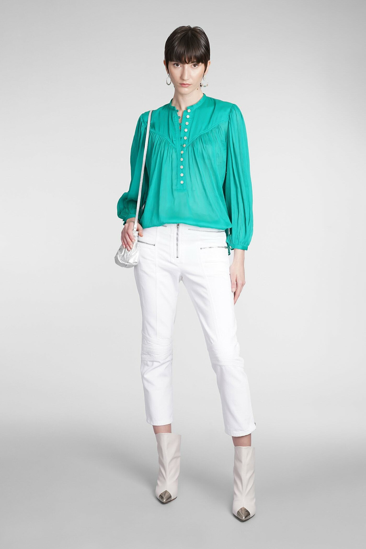 Isabel Marant White Cotton Denim Loma Pants Isabel Marant