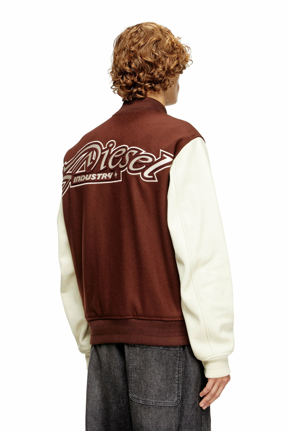 Diesel Padded bomber jacket in wool and leather - Leather jackets Mens ...