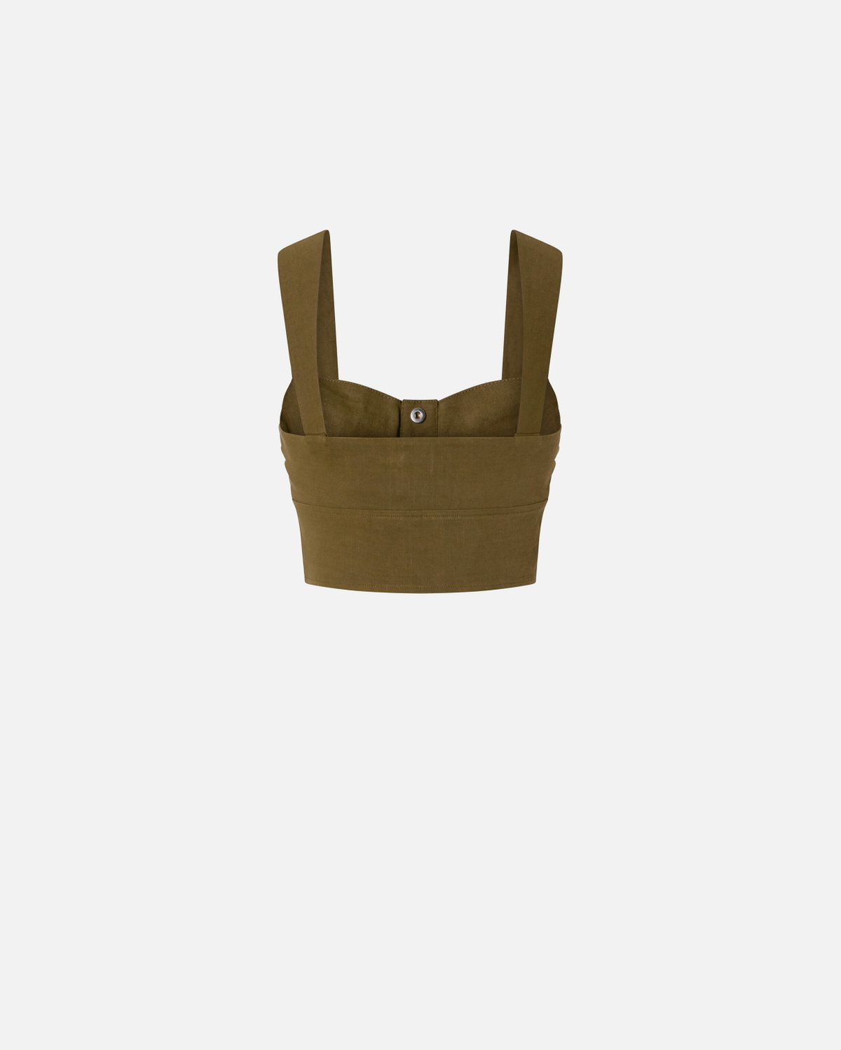 Pinko Linen Crop Top With Buttons Military Olive Green Pinko