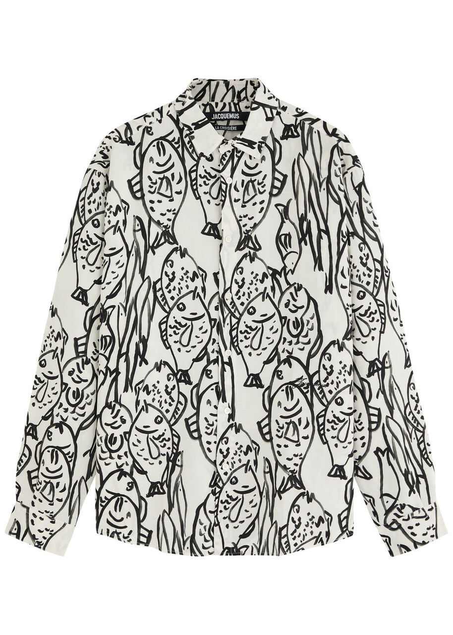 Jacquemus La Chemise Simon Printed Woven Shirt Black And White Jacquemus