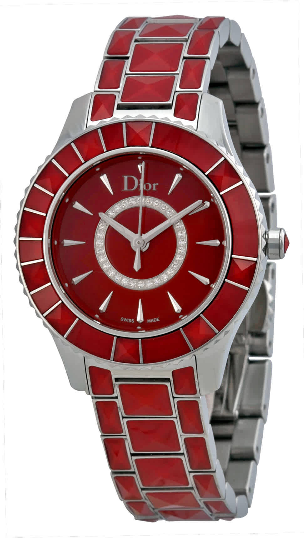 Dior Christal Red Dial Red Ceramic Ladies Watch CD143111M001 Dior