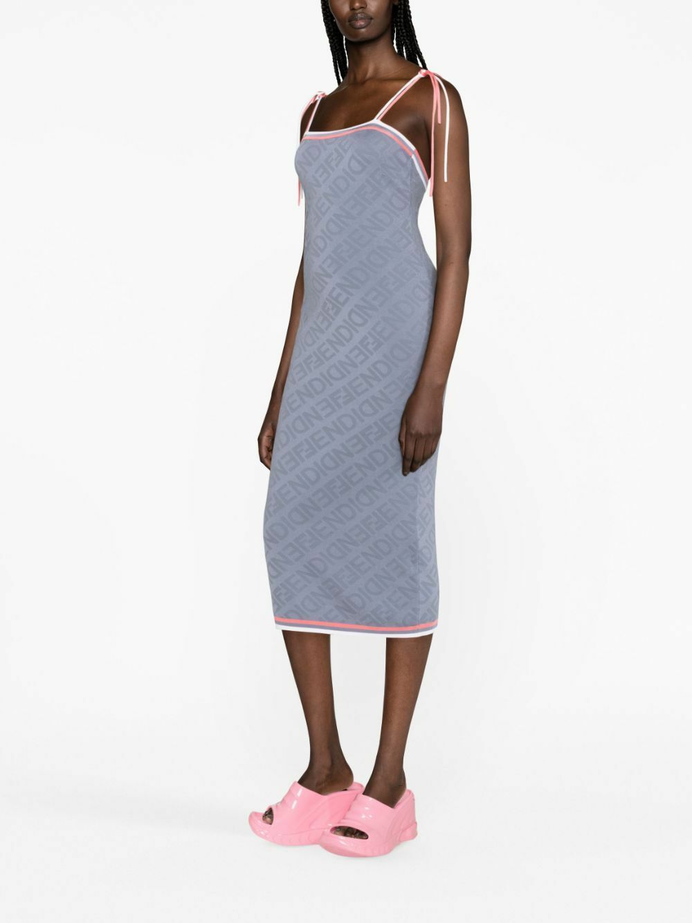 FENDI Grey Monogram Midi Dress Fendi