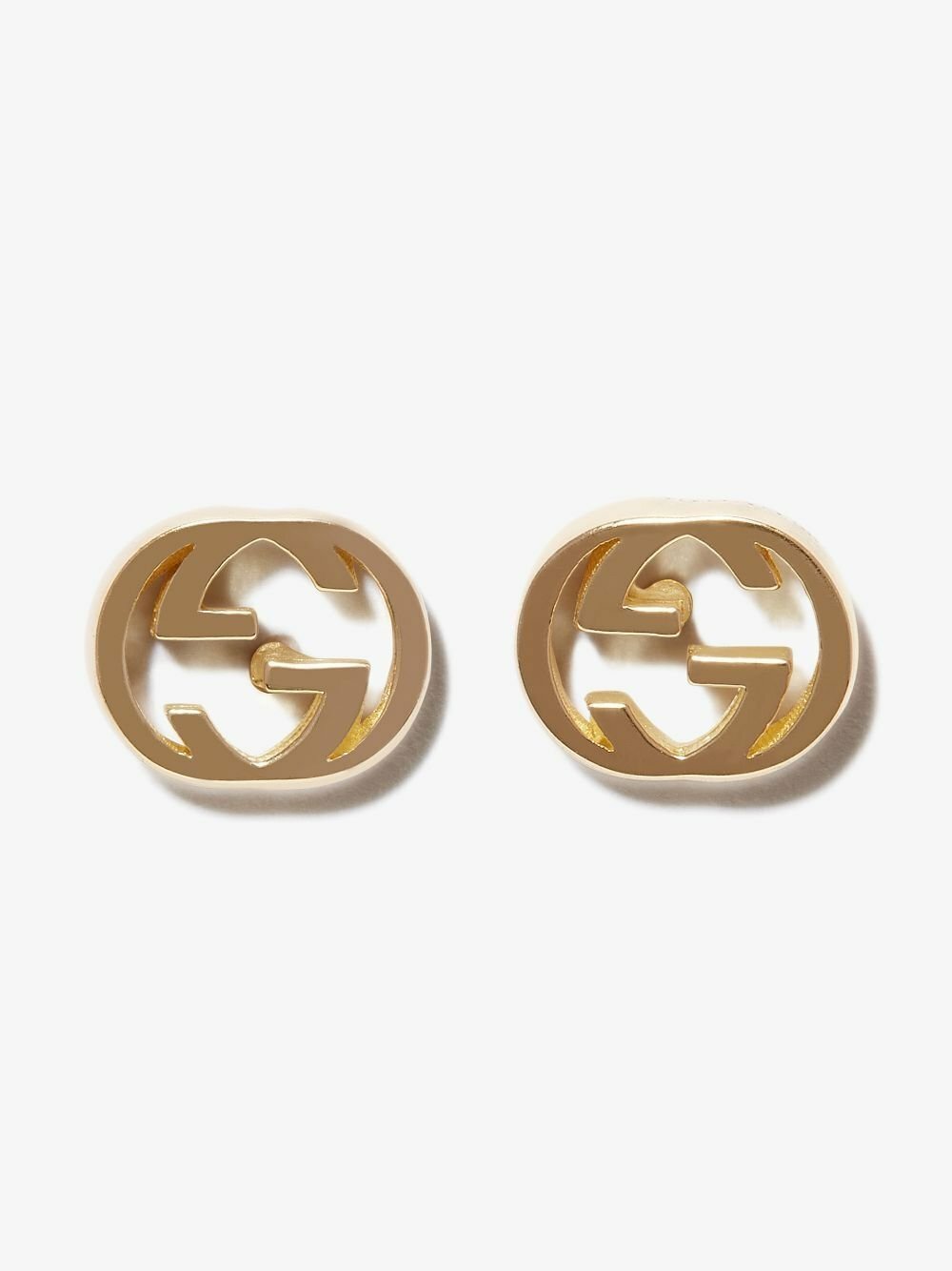 Gucci 18K Yellow Gold Interlocking G Stud Earrings Gucci