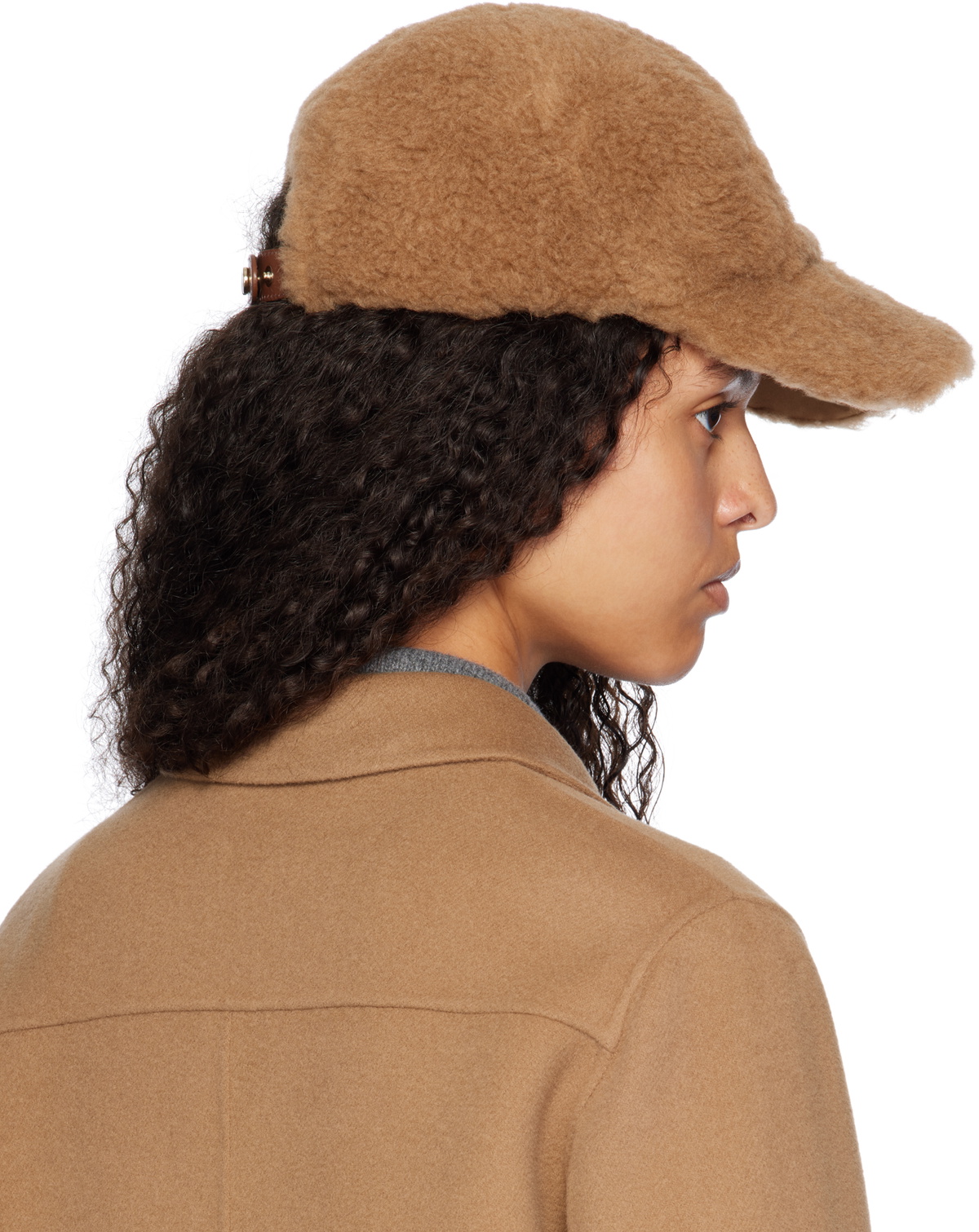 Max Mara Brown Teddy Fabric Cap Max Mara