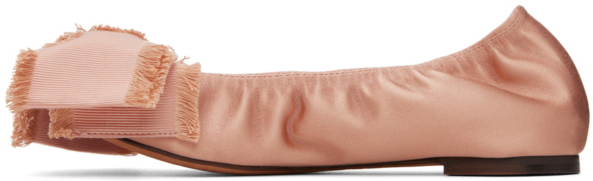 Lanvin Pink Satin Bow Ballerina Flats Lanvin