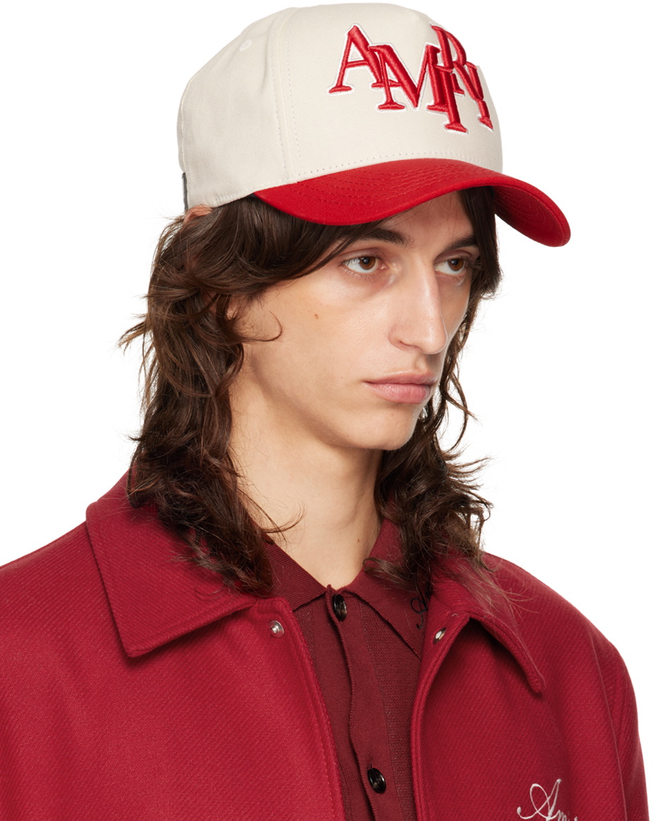 AMIRI Beige & Red 'MA' Canvas Cap Amiri