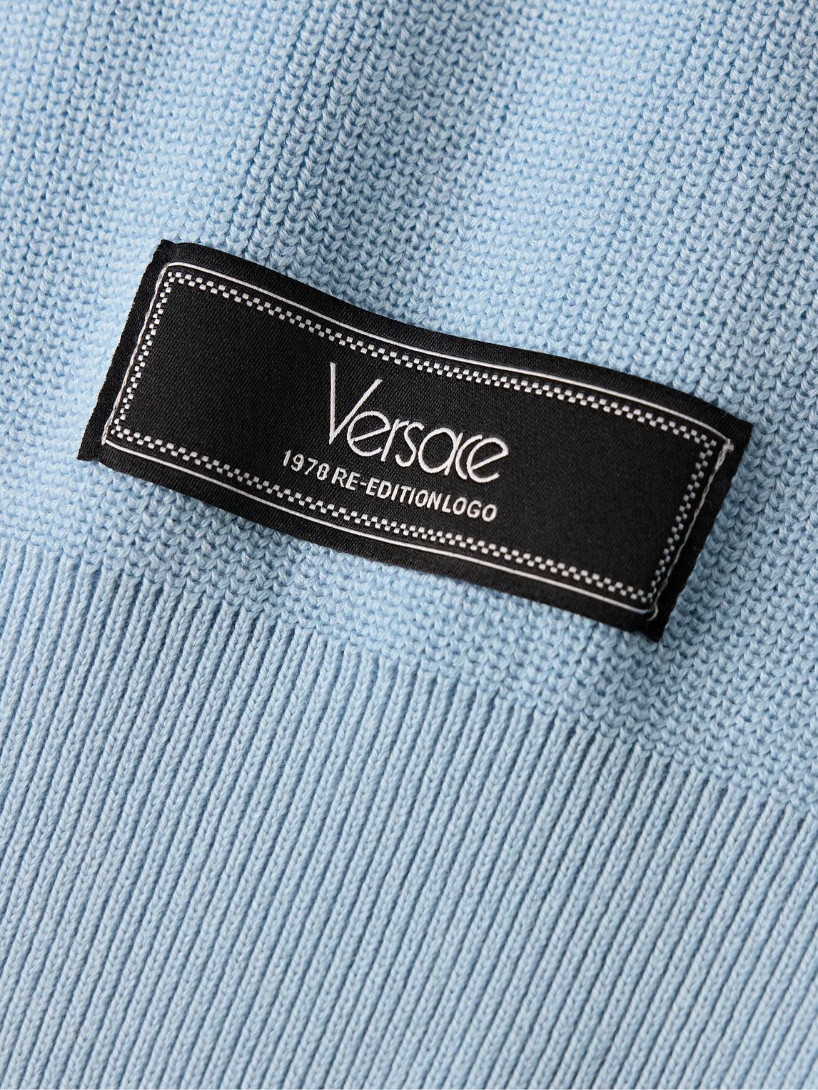 Versace - Logo-Embroidered Cotton-Blend Sweater - Blue Versace