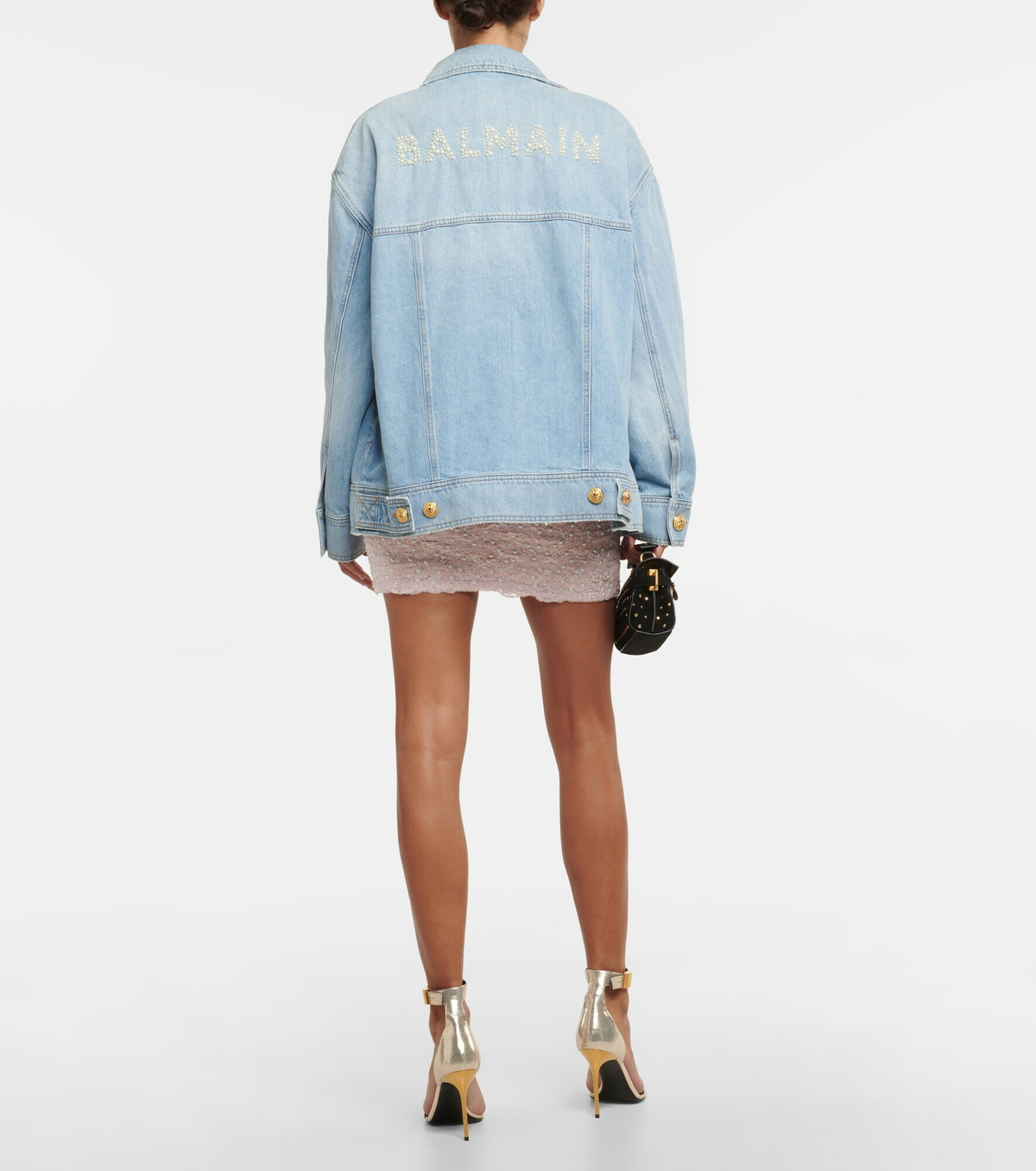 Balmain - Embellished oversized denim jacket Balmain