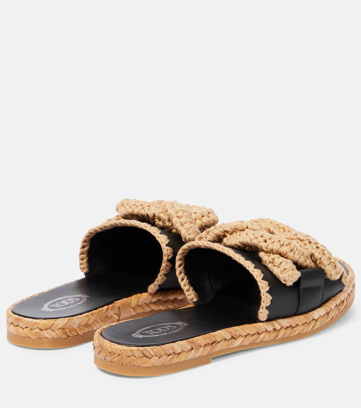 Tod's - Kate leather and jute slides Tod's