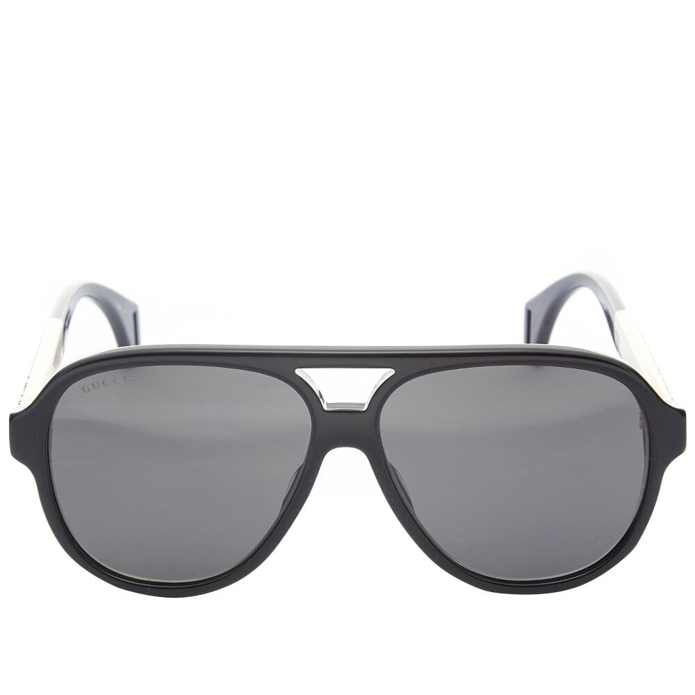 Gucci Sport Aviator Sunglasses in Black/White/Grey Gucci