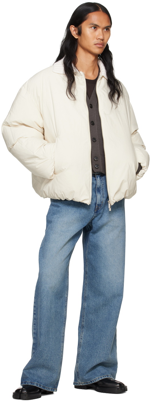 System Off-White Collar Kinted Puffer Down Jacket System