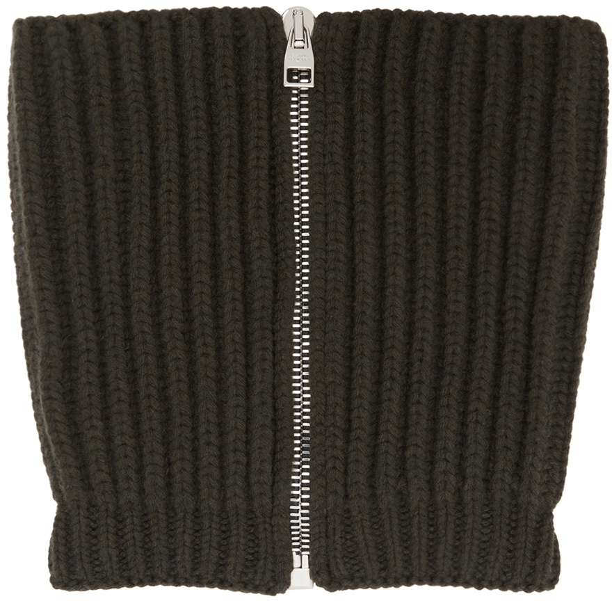 Alexander McQueen Khaki Wool & Cashmere Zip Scarf Alexander McQueen