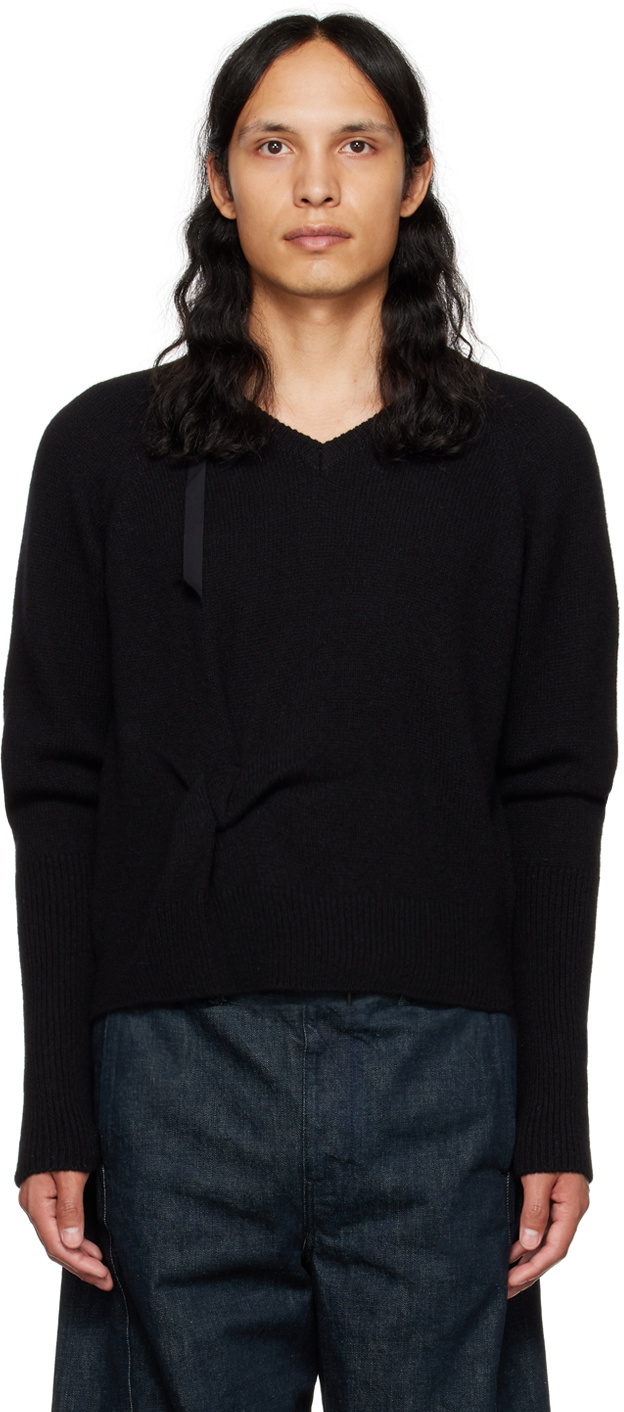 Marina Yee SSENSE Exclusive Black Cropped Origami Sweater Marina Yee